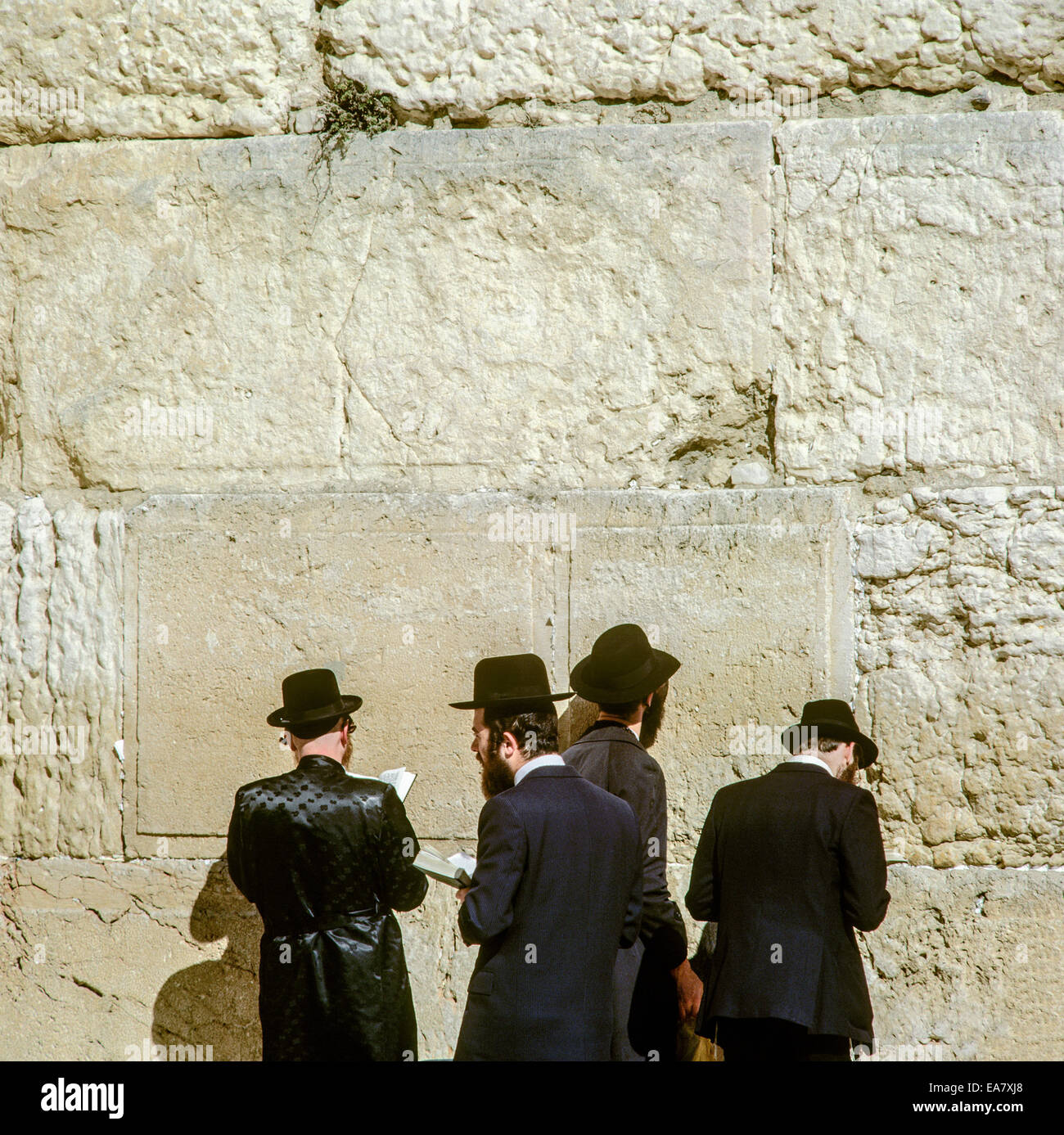 4 Jews praying at Western wall Jerusalem Israel Stock Photo - Alamy