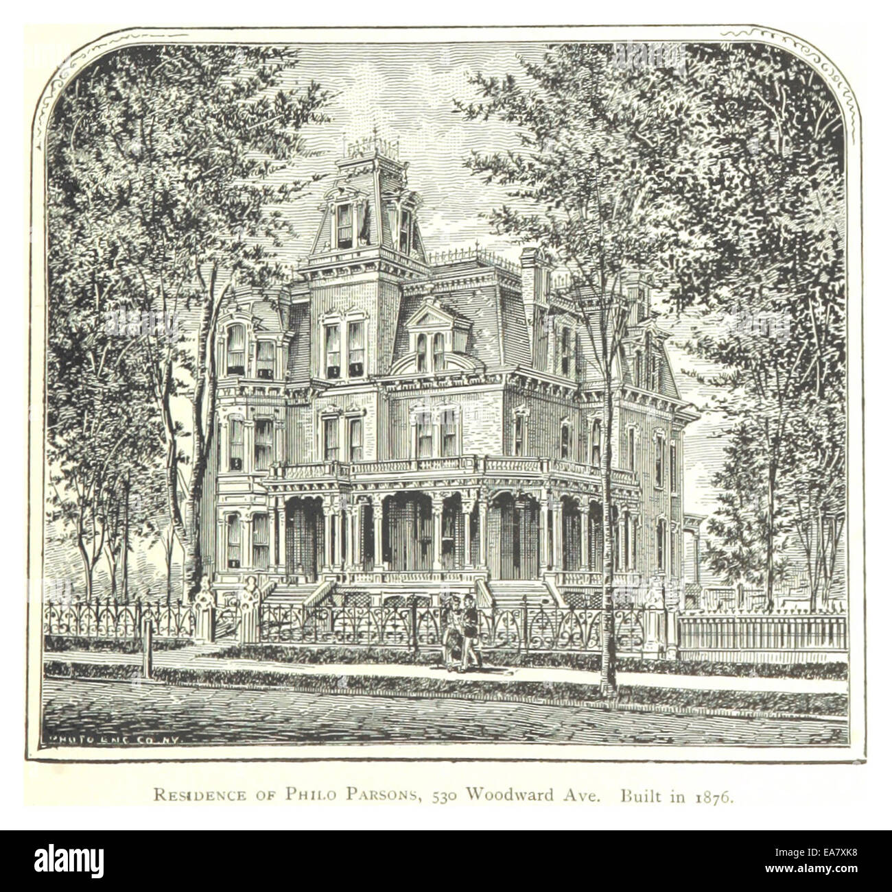 This 1884 illustration (p483) by Farmer shows the residence of Philo ...