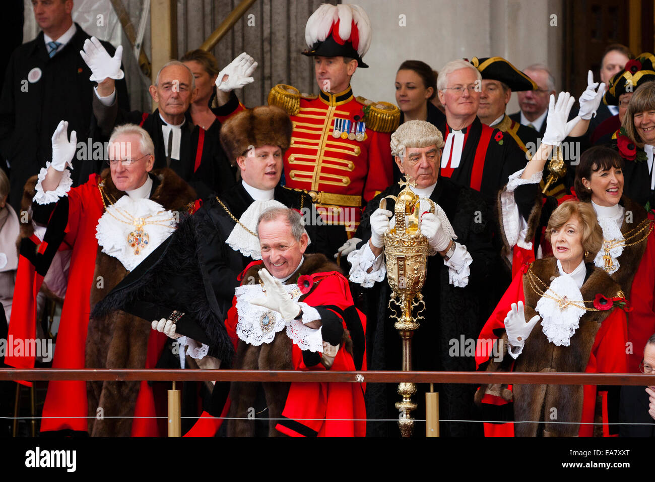 London, UK. 8th Nov, 2014. Lord Mayor of London Alan Yarrow smiling and ...