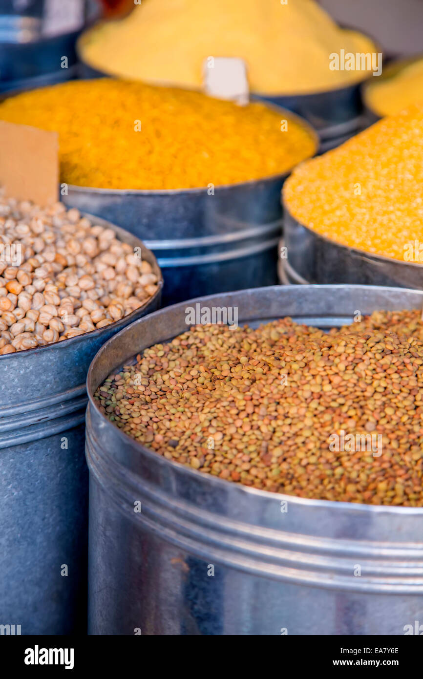 Grains on the market in Marrakech, Morocco Stock Photo - Alamy