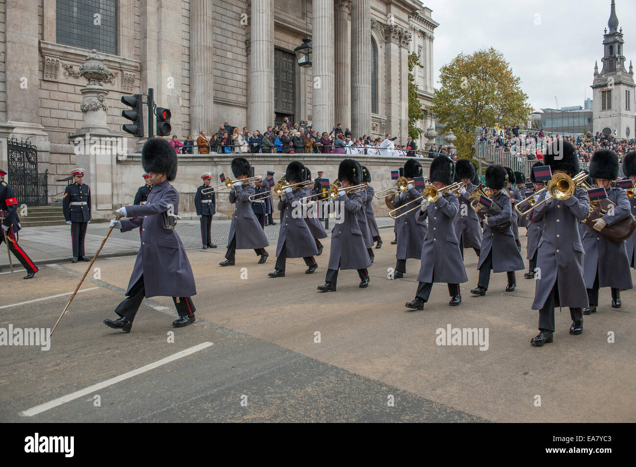 City of London, UK. 8th November, 2014. Band of the Welsh Guards ...