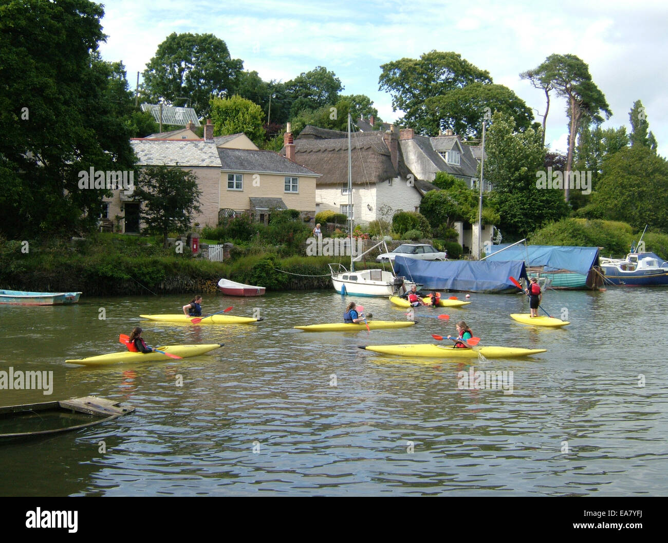Young Canoeists practicing on the Tresillian river at high tide at St ...