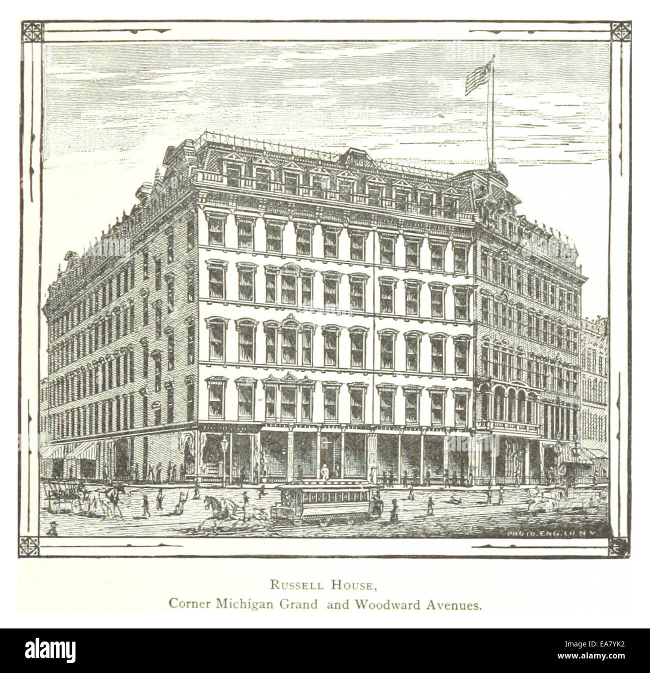 An 1884 illustration showing the Russell House located at the corner of ...