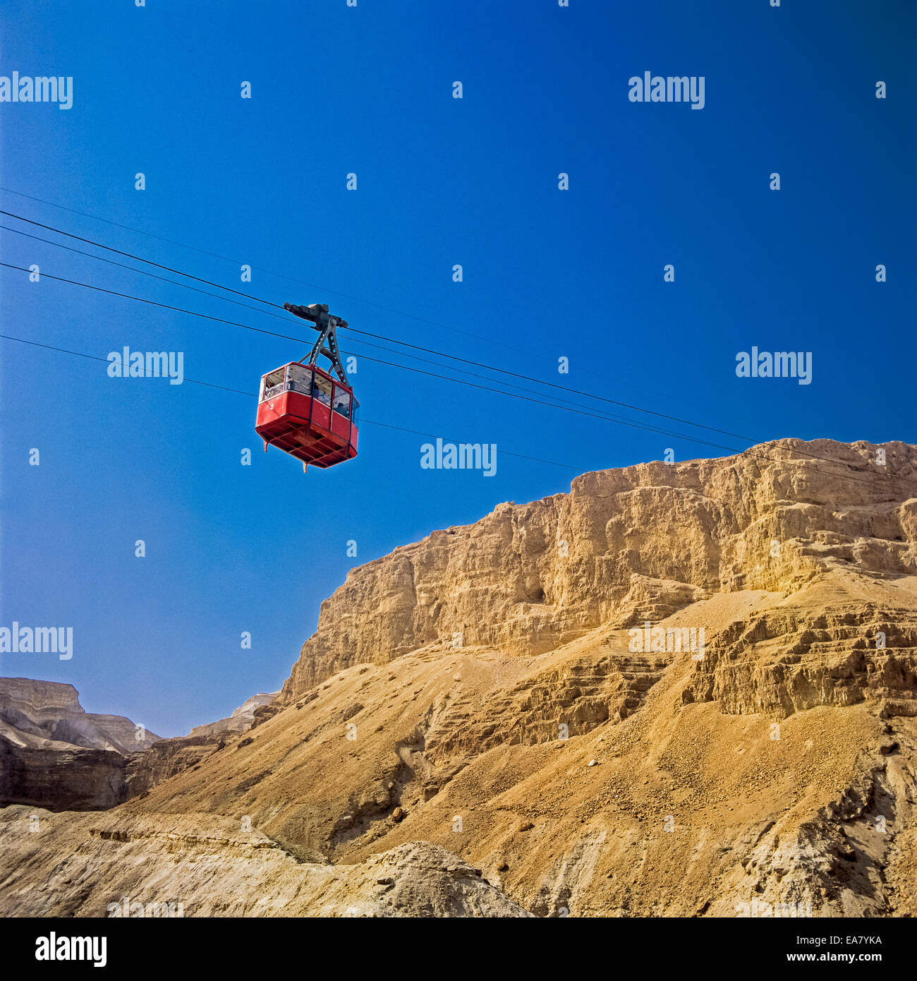 Cable car to Masada rock Judean desert Dead Sea area Israel Stock Photo ...