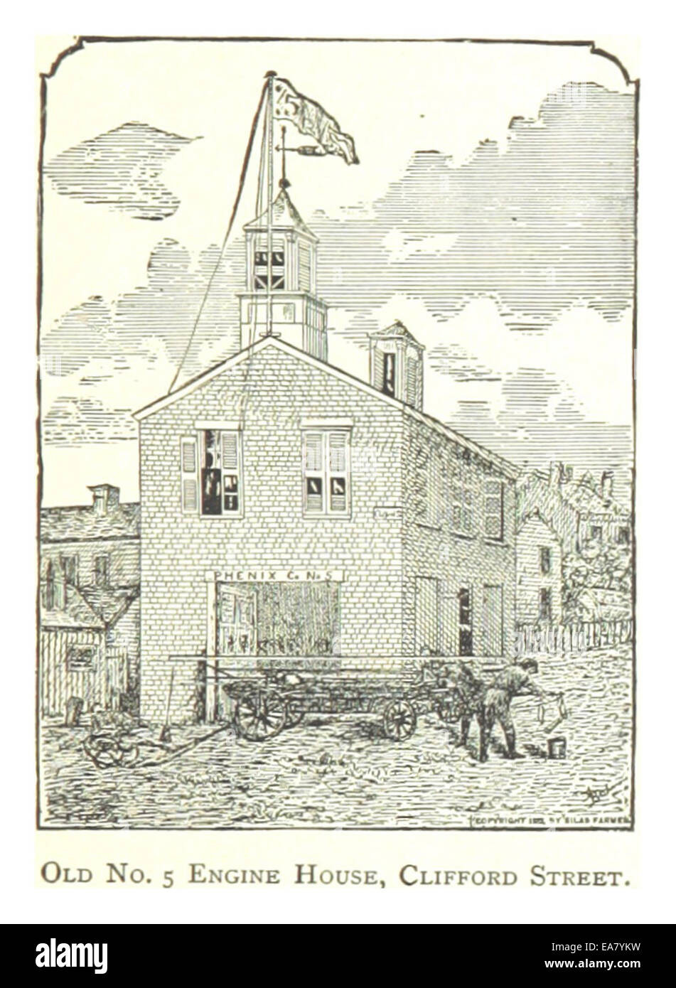 This 1884 illustration depicts the Old No. 5 Engine House on Clifford ...
