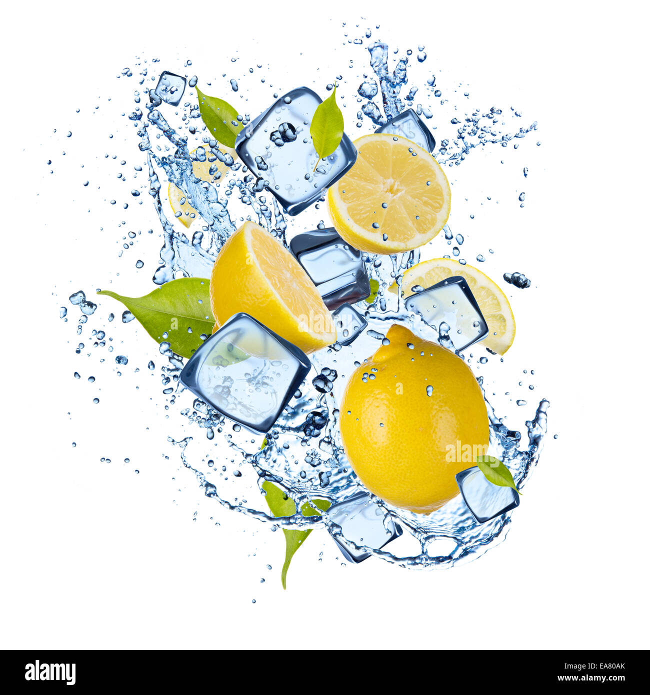 Ice lemons isolated on white background Stock Photo - Alamy