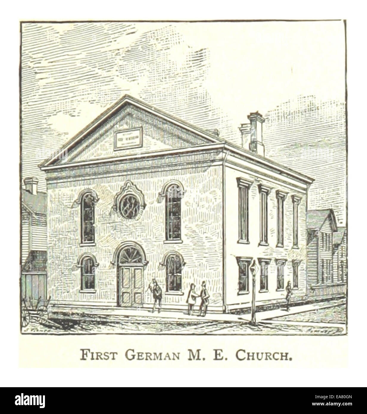 This 1884 illustration by Farmer shows the First German Methodist ...