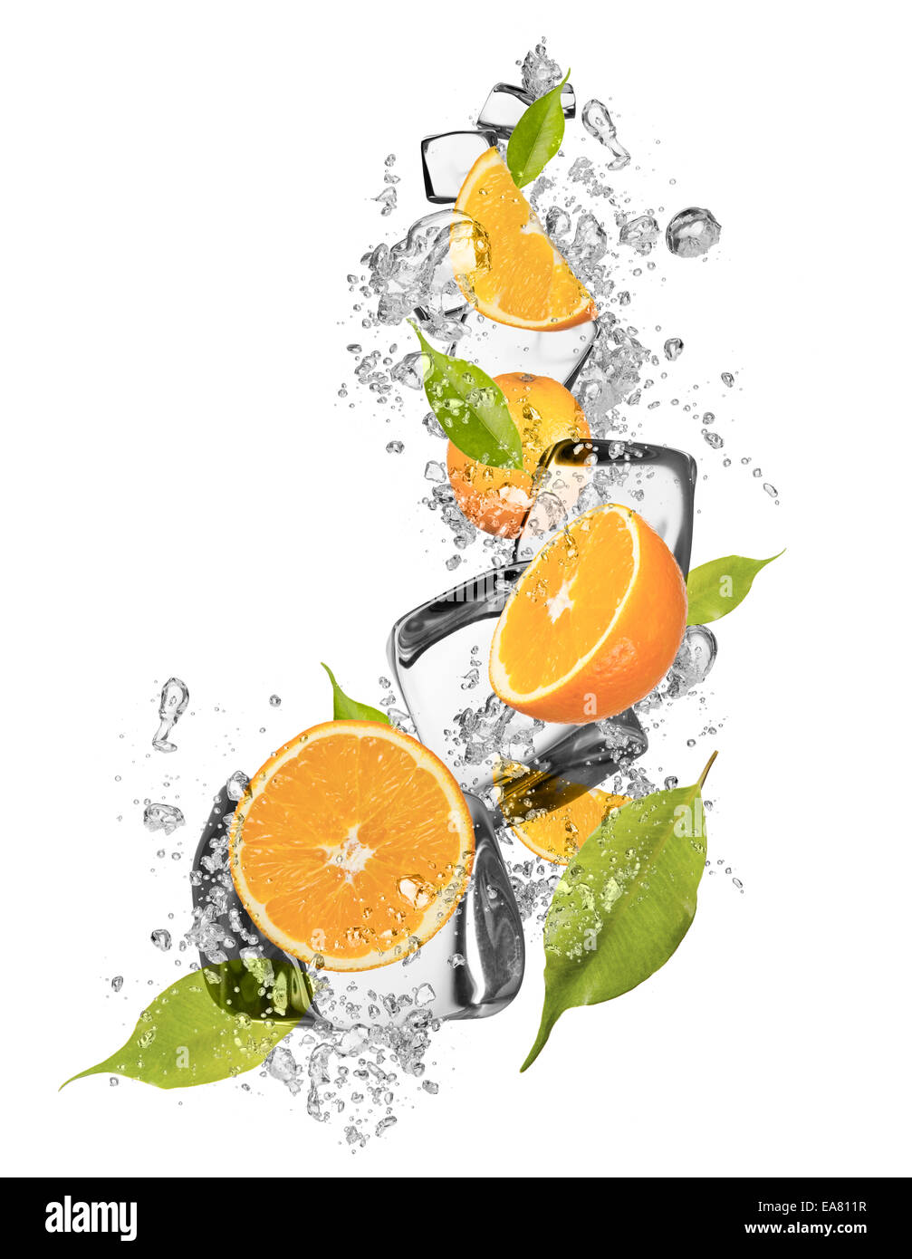 Ice oranges isolated on white background Stock Photo - Alamy
