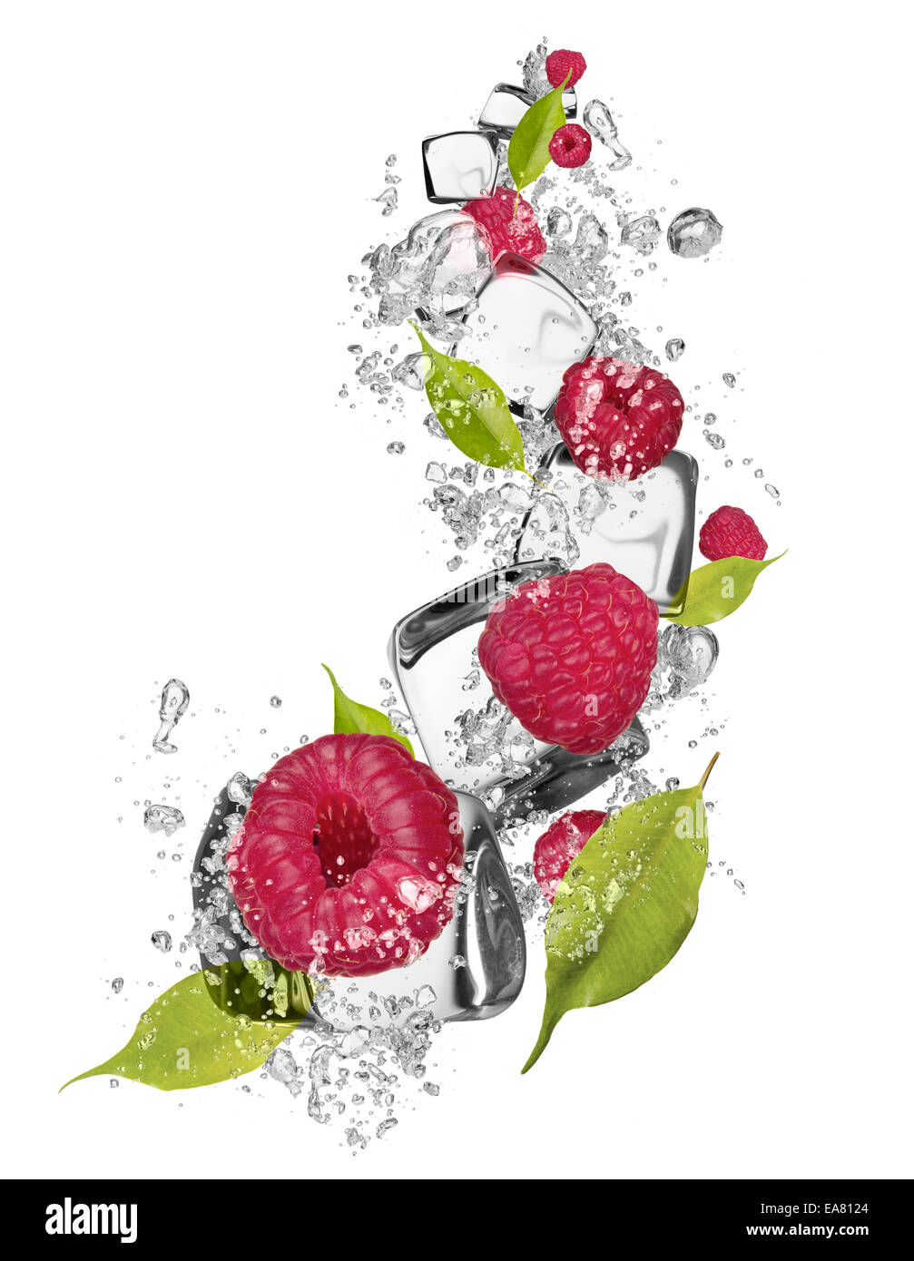 Ice raspberries isolated on white background Stock Photo - Alamy