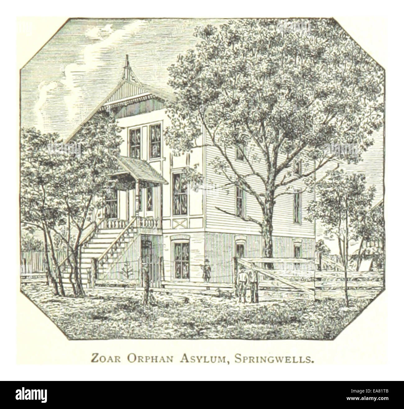 This 1884 illustration shows the Zoar Orphan Asylum in Springwells ...