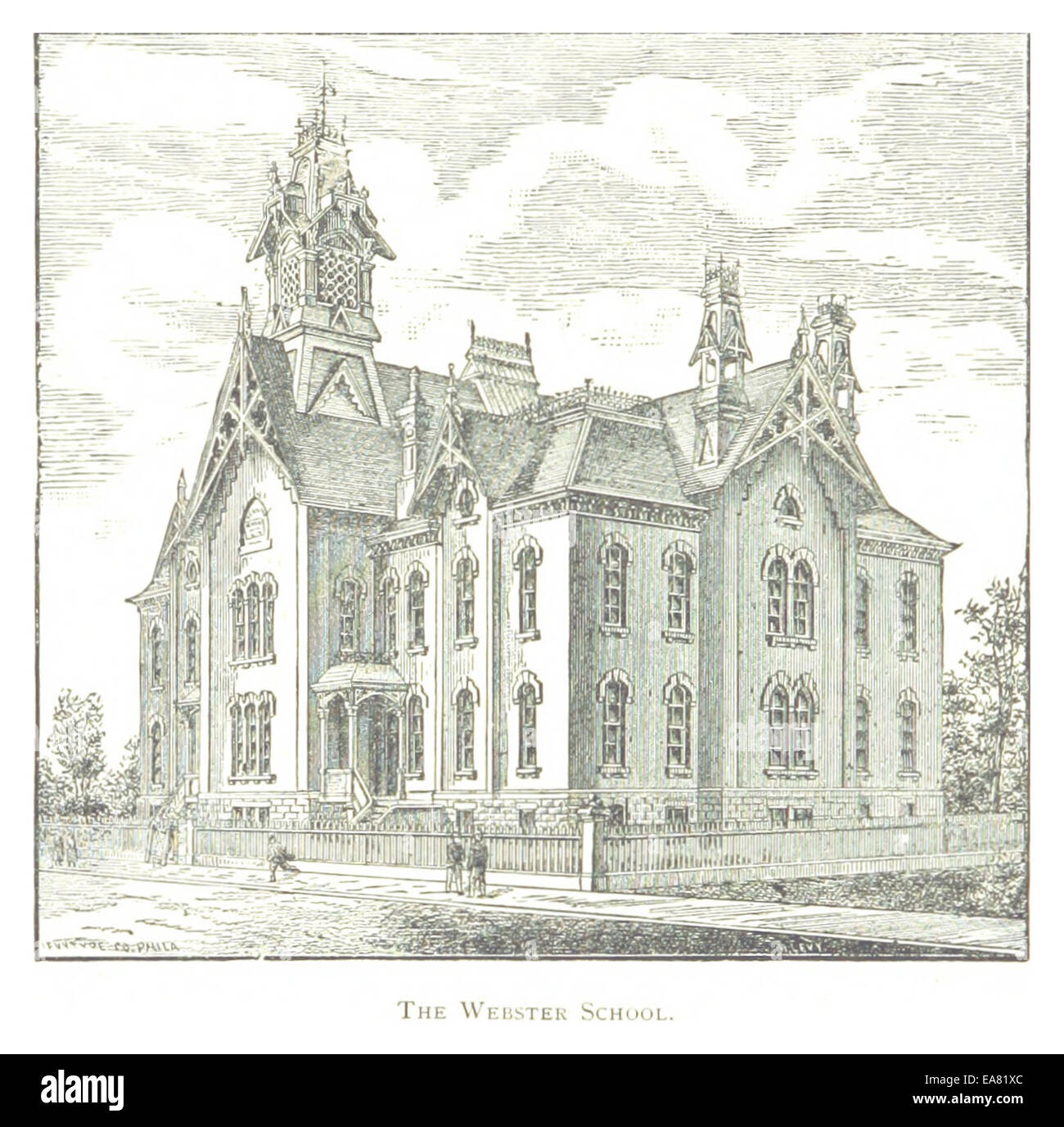 An 1884 illustration showing the Webster School in Detroit, capturing ...