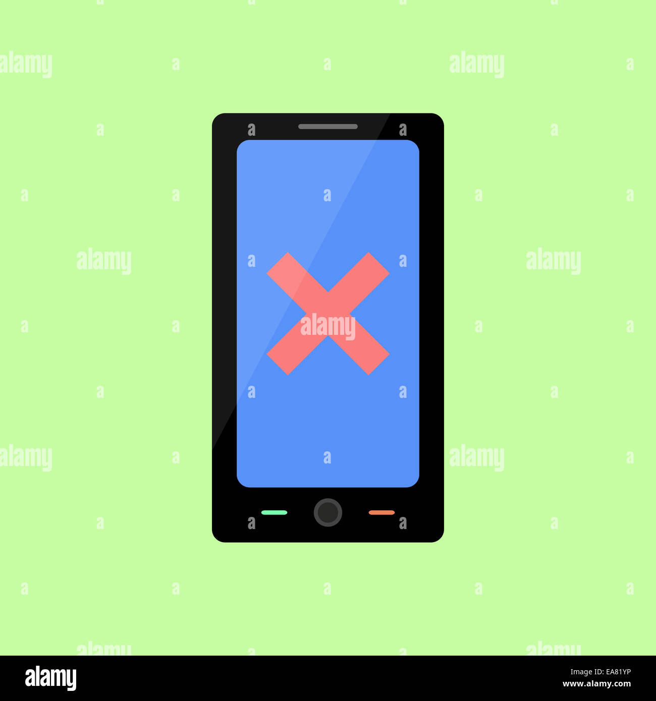 Flat style smart phone with error sign Stock Photo - Alamy