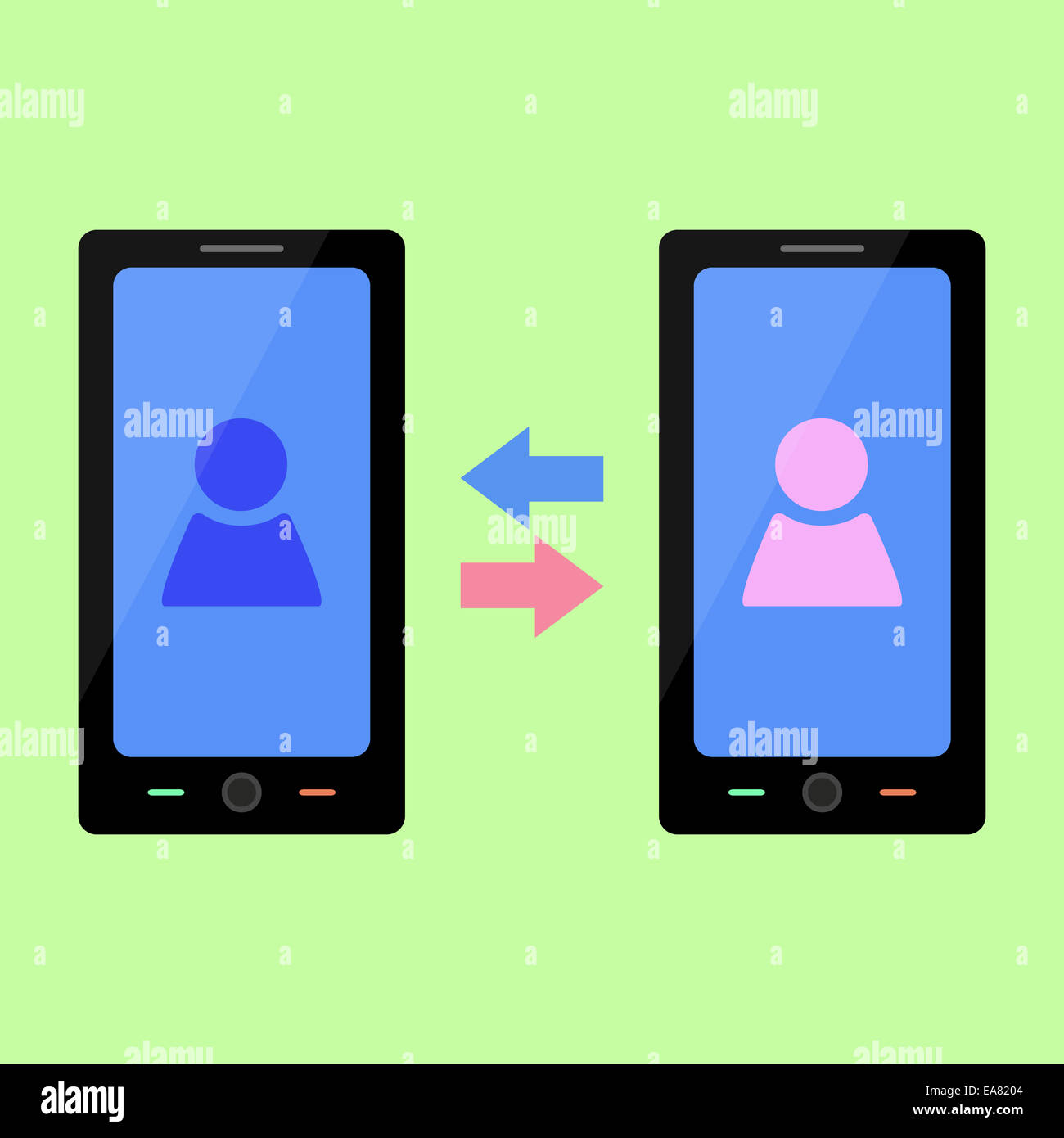 Flat style smart phone with talk Stock Photo - Alamy