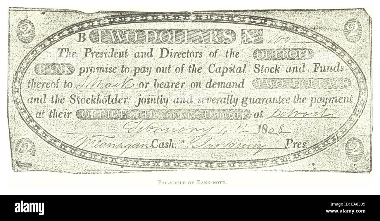 This 1884 facsimile of a banknote from Detroit, created by Farmer ...