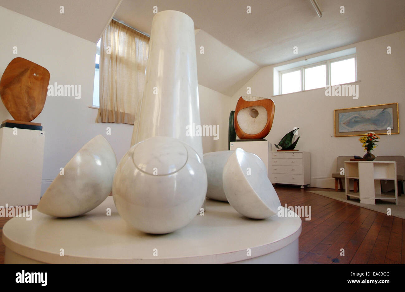 Barbara Hepworth Museum Interior exhibits St Ives Penwith West Cornwall ...
