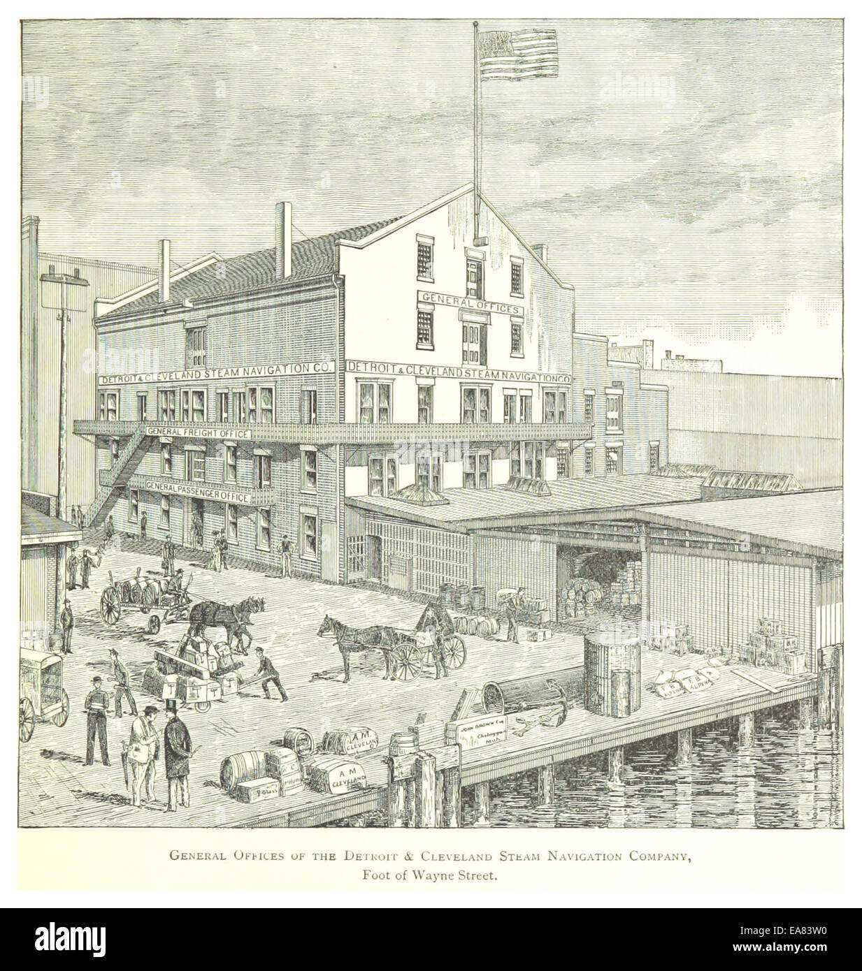 An 1884 illustration of the general offices of the Detroit & Cleveland ...