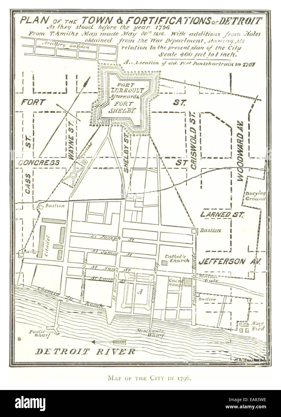 An 1884 map by Farmer depicting a city layout from 1796. This ...