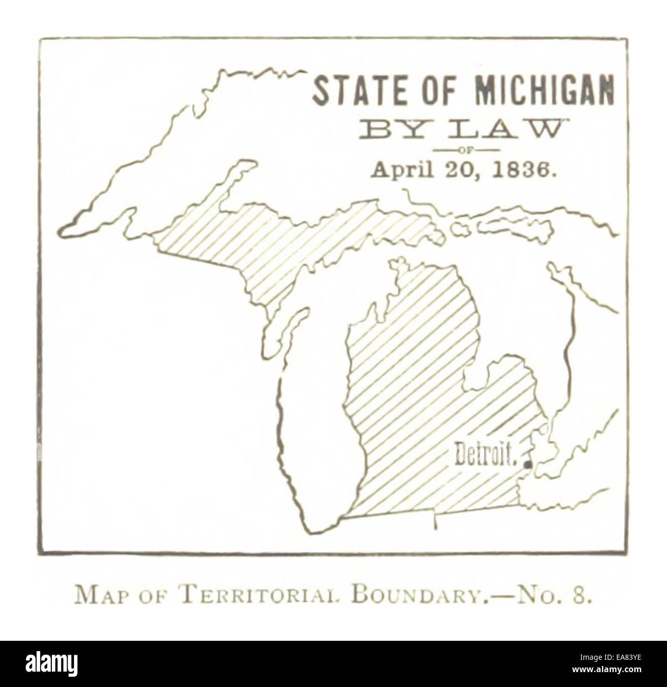 An 1884 reproduction of an 1836 map illustrating territorial boundaries ...