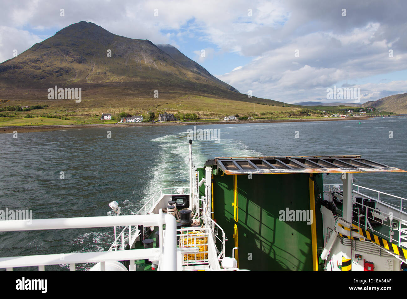 Ferry Hallaig leaving terminal at Sconser, Isle of Skye, Inner Hebrides ...