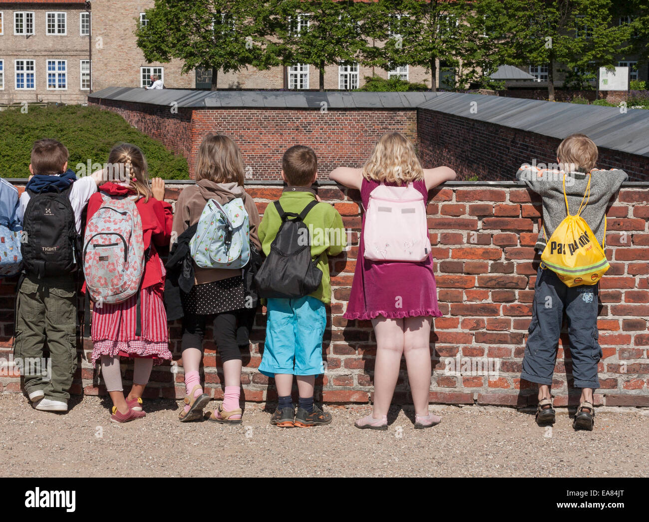 Watching the Changing of the guard. Young Danish students on a school ...