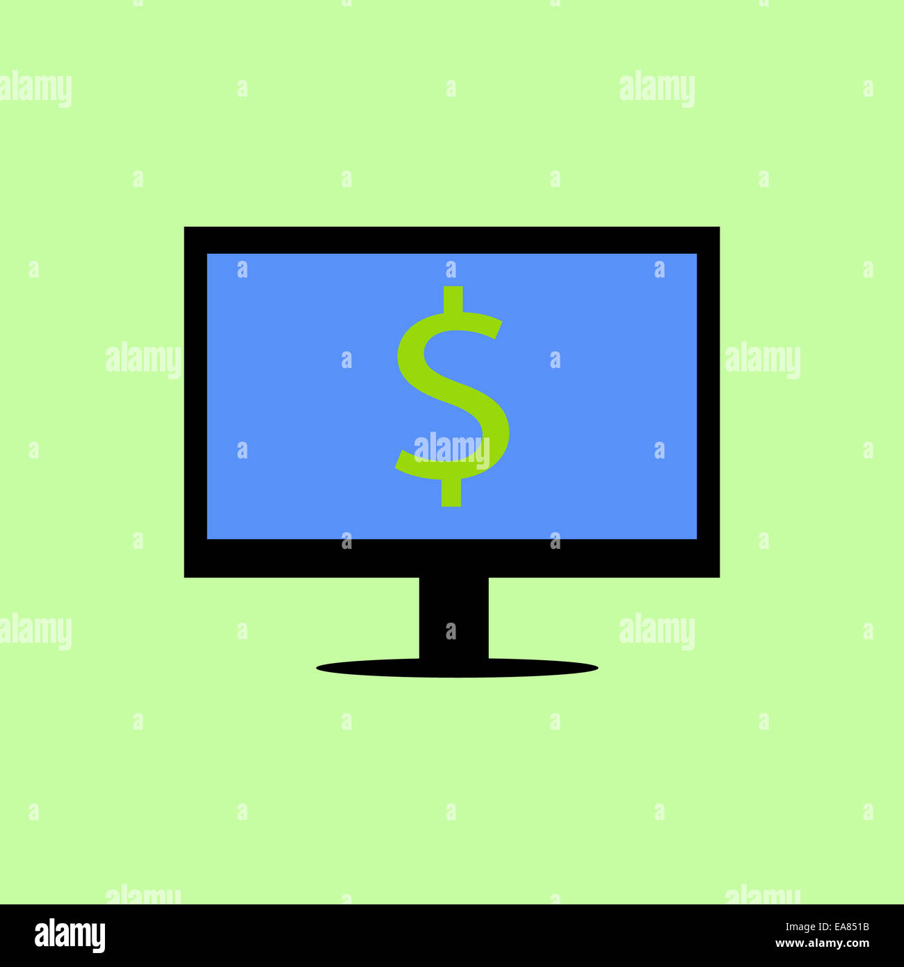 Flat style computer with dollar Stock Photo - Alamy