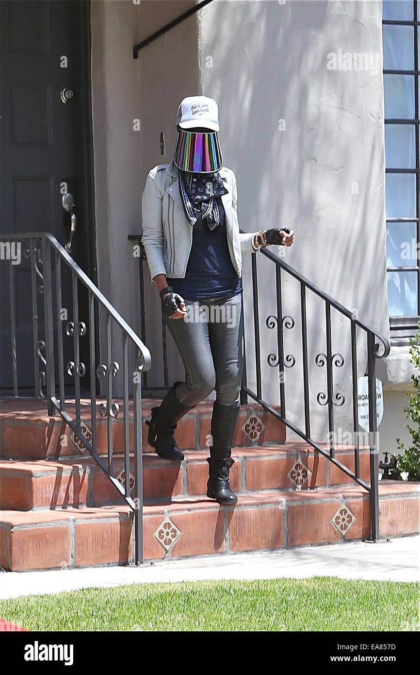 V. Stiviano leaving her home wearing her trademark visor Featuring: V ...