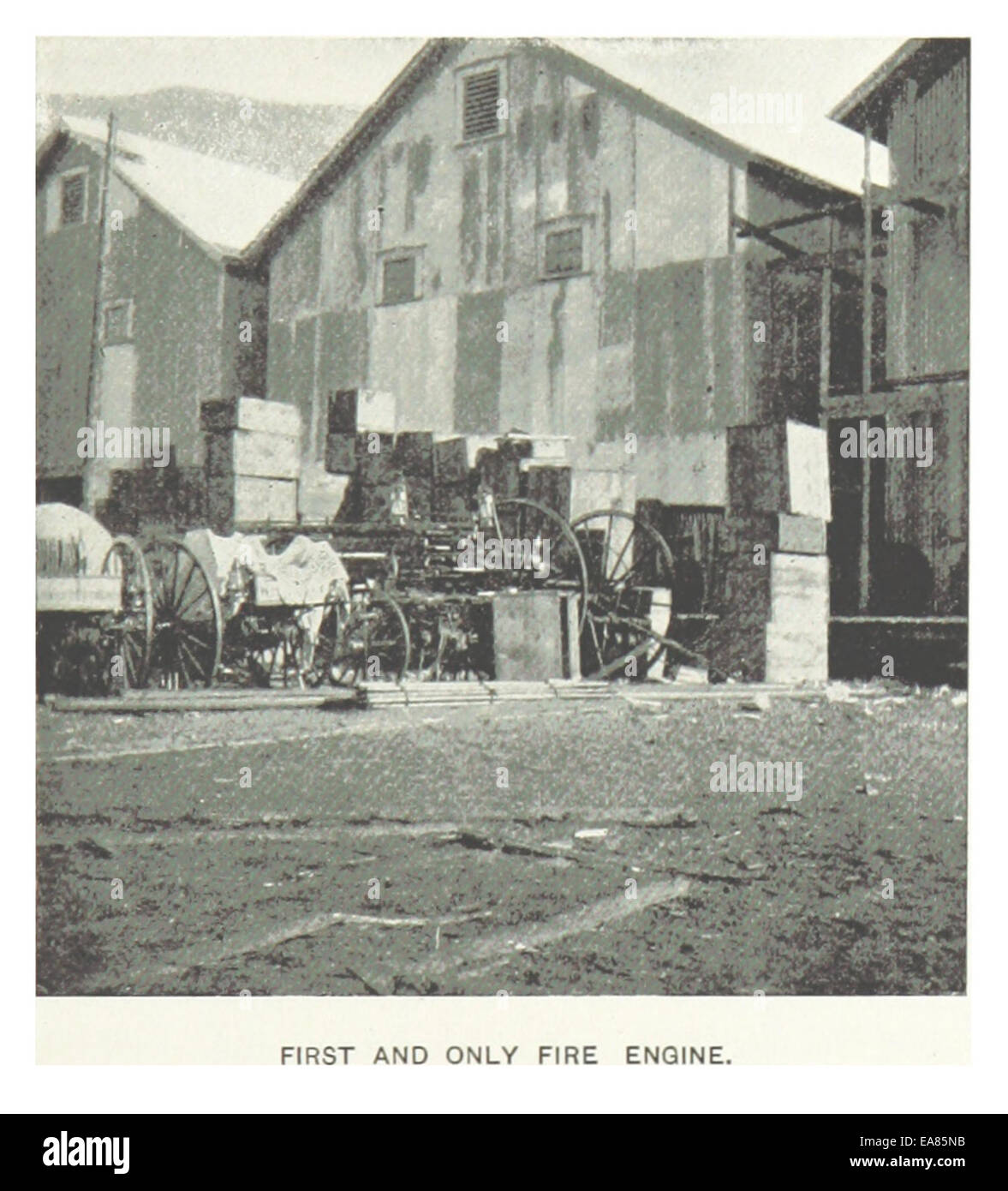 This 1899 illustration by Hitchcock depicts the first fire engine in ...