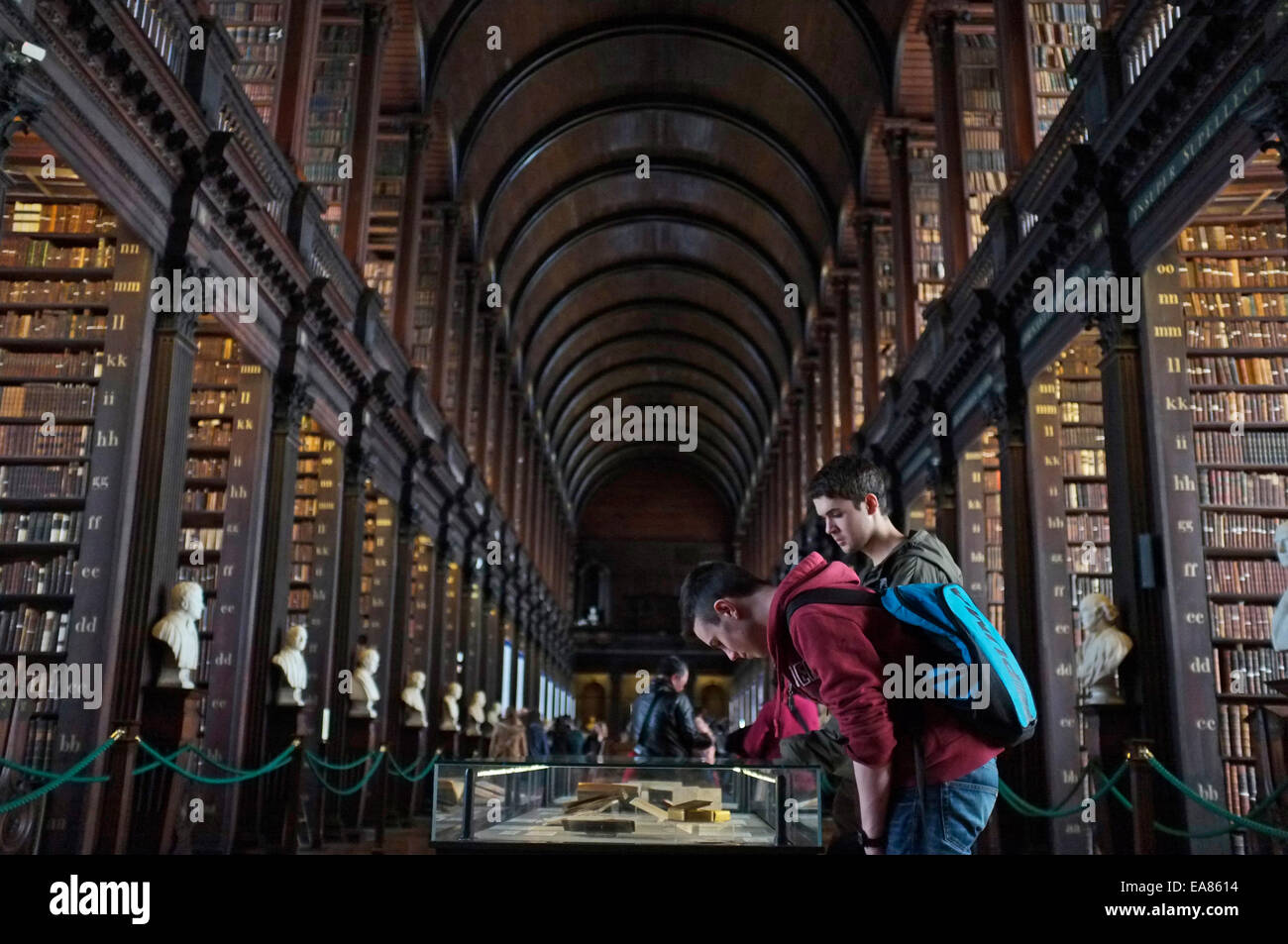 Perusing the exhibits at Trinity College Library, Dublin, ireland Stock ...