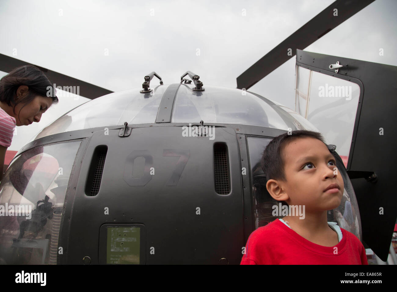 Visitors at an Indonesian Rocket Launch helicopter. Indonesia Defense ...