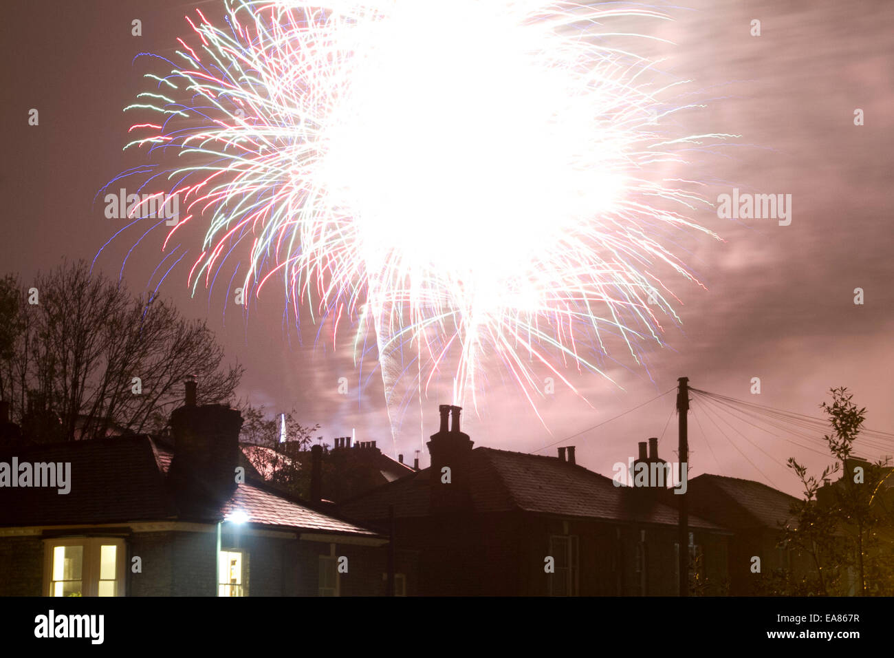 Wimbledon London,UK. 8th November 2014. Spectacular fireworks display ...