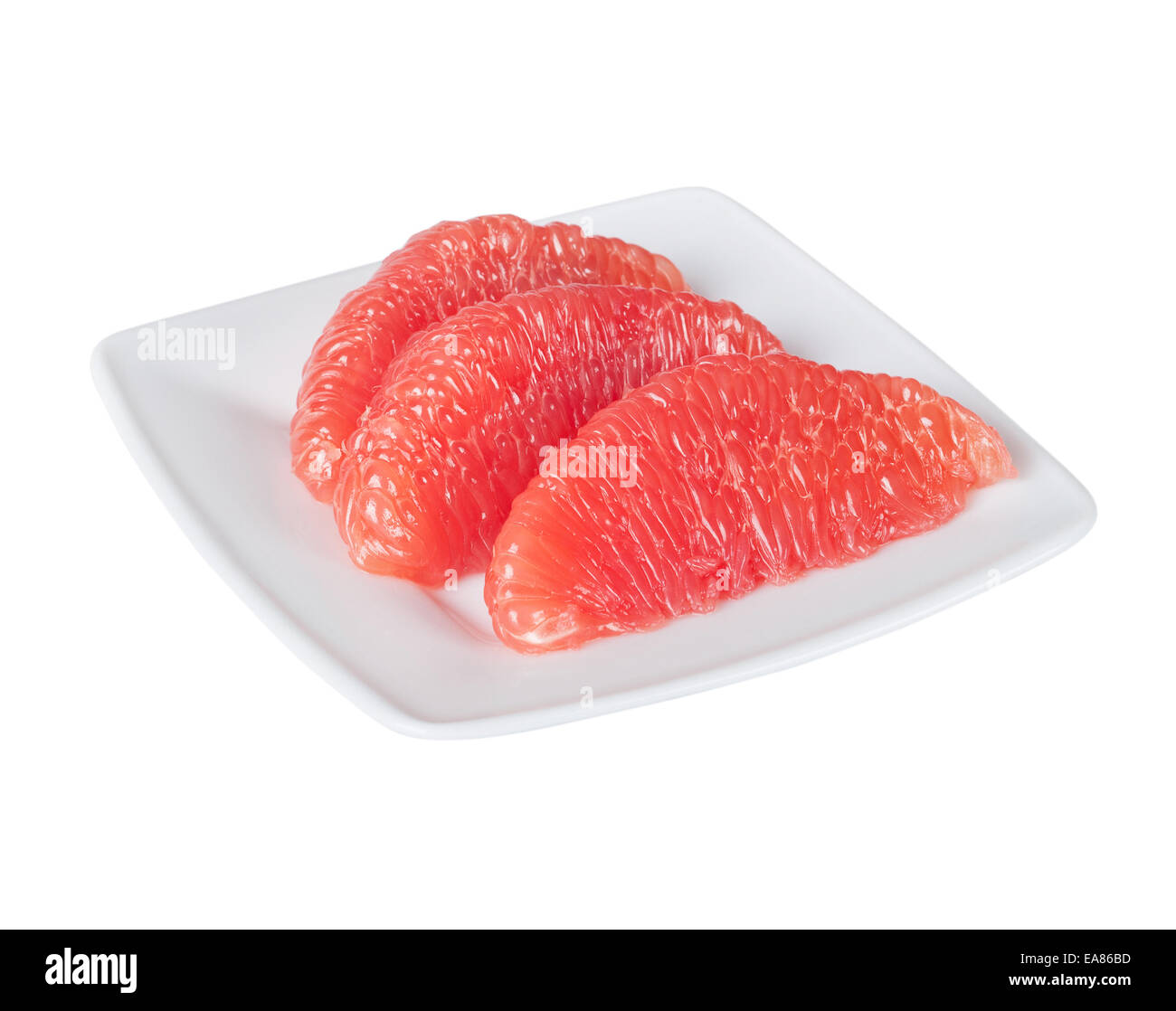 Grapefruit juicy pulp on dish isolated on a white background Stock ...