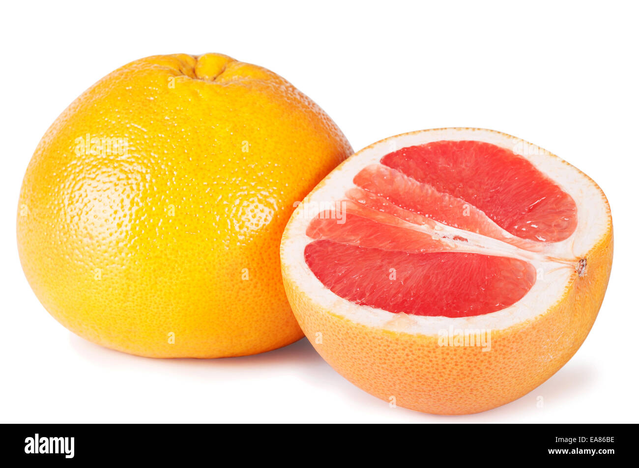 Fresh ripe grapefruits on a white background Stock Photo - Alamy