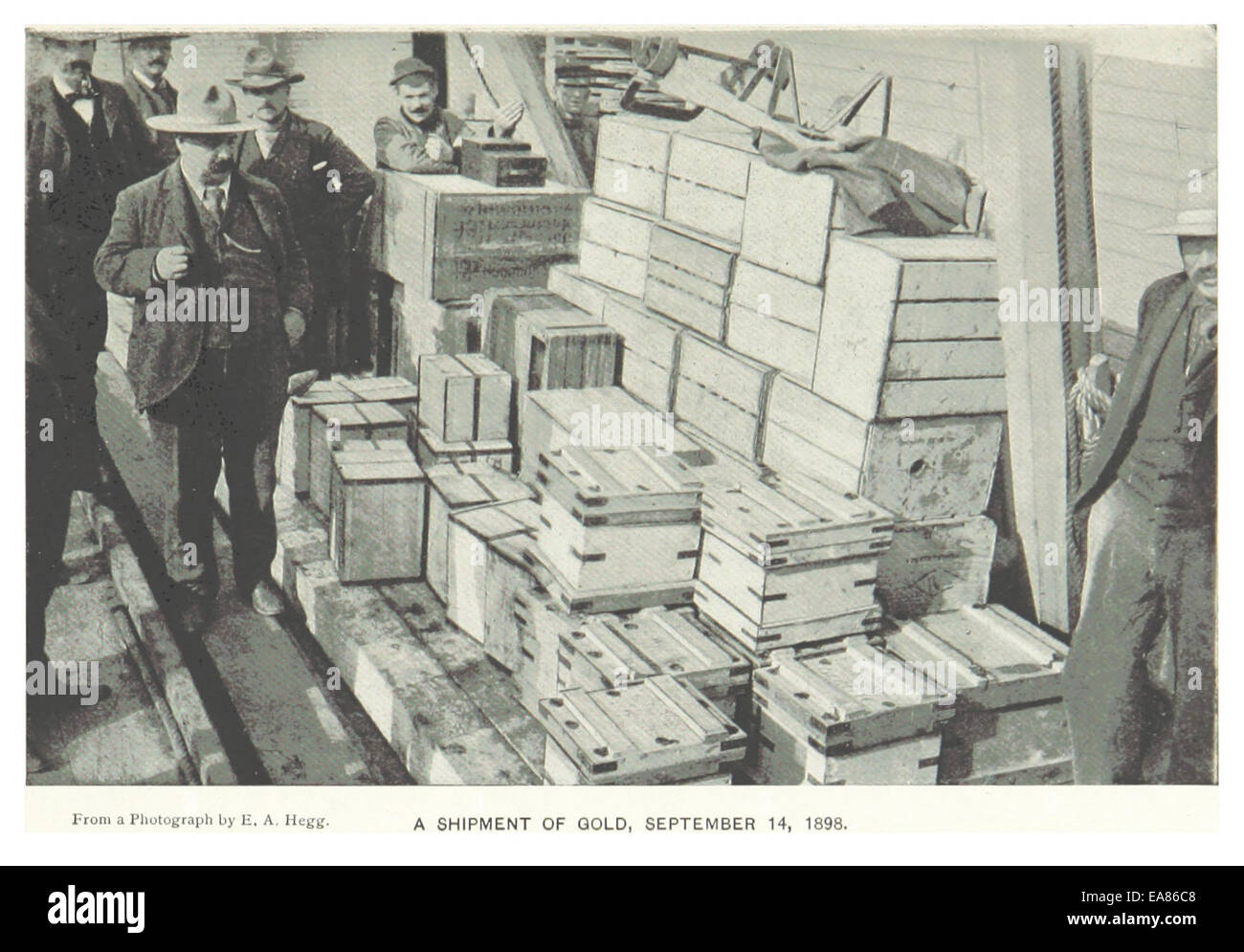 An 1899 illustration by Hitchcock depicting the shipment of gold from ...