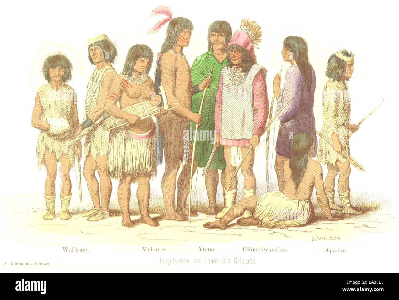 This 1861 illustration by Möllhausen depicts native people in the ...