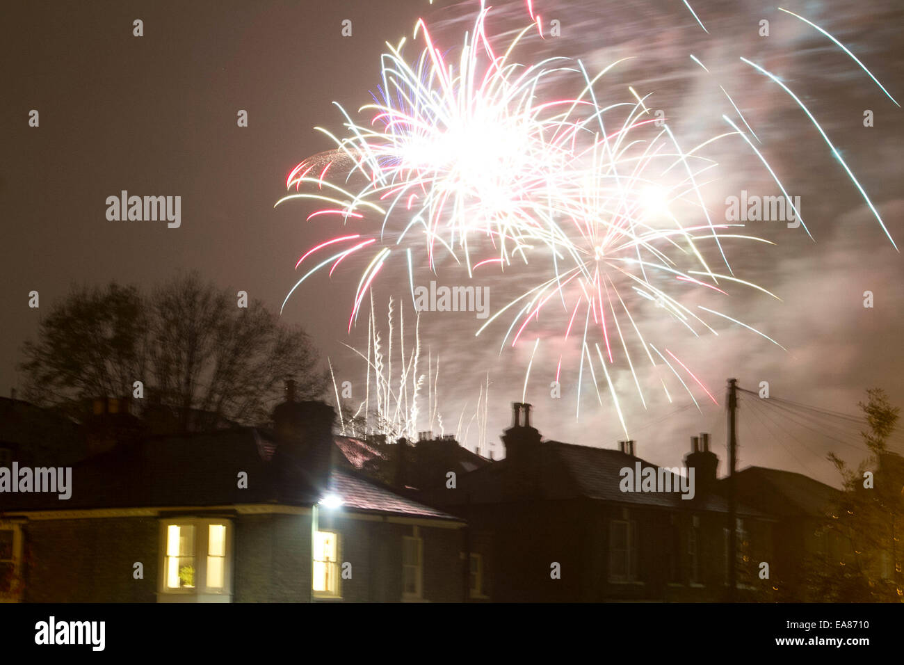 Wimbledon London,UK. 8th November 2014. Spectacular fireworks display ...