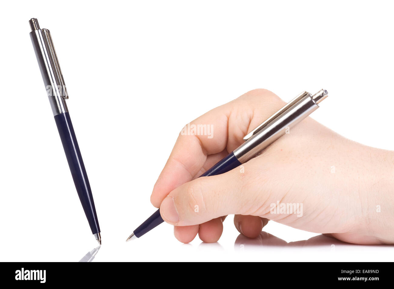 isolated male hand holding pen Stock Photo - Alamy