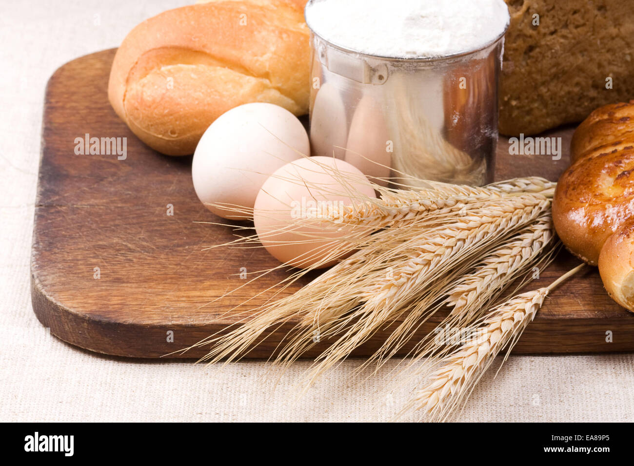 set of bakery products on board Stock Photo - Alamy