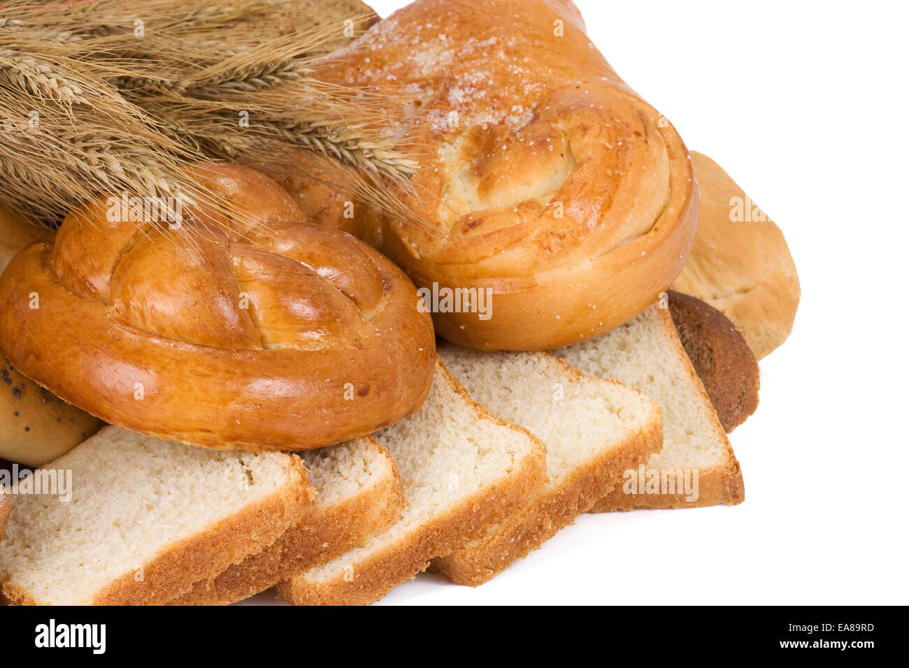 bakery products on white background Stock Photo - Alamy