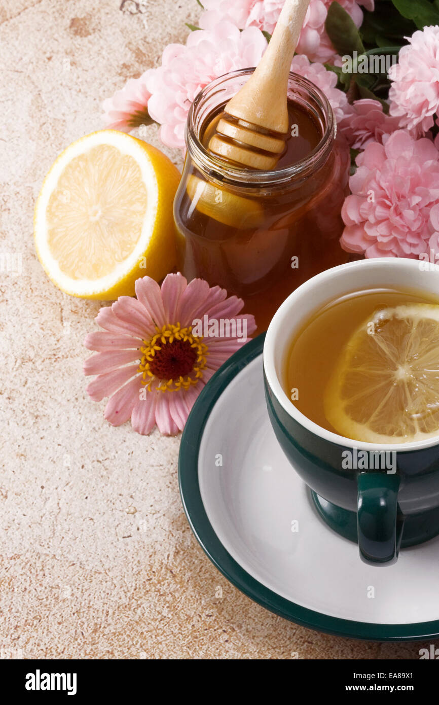 cup of tea and honey Stock Photo - Alamy