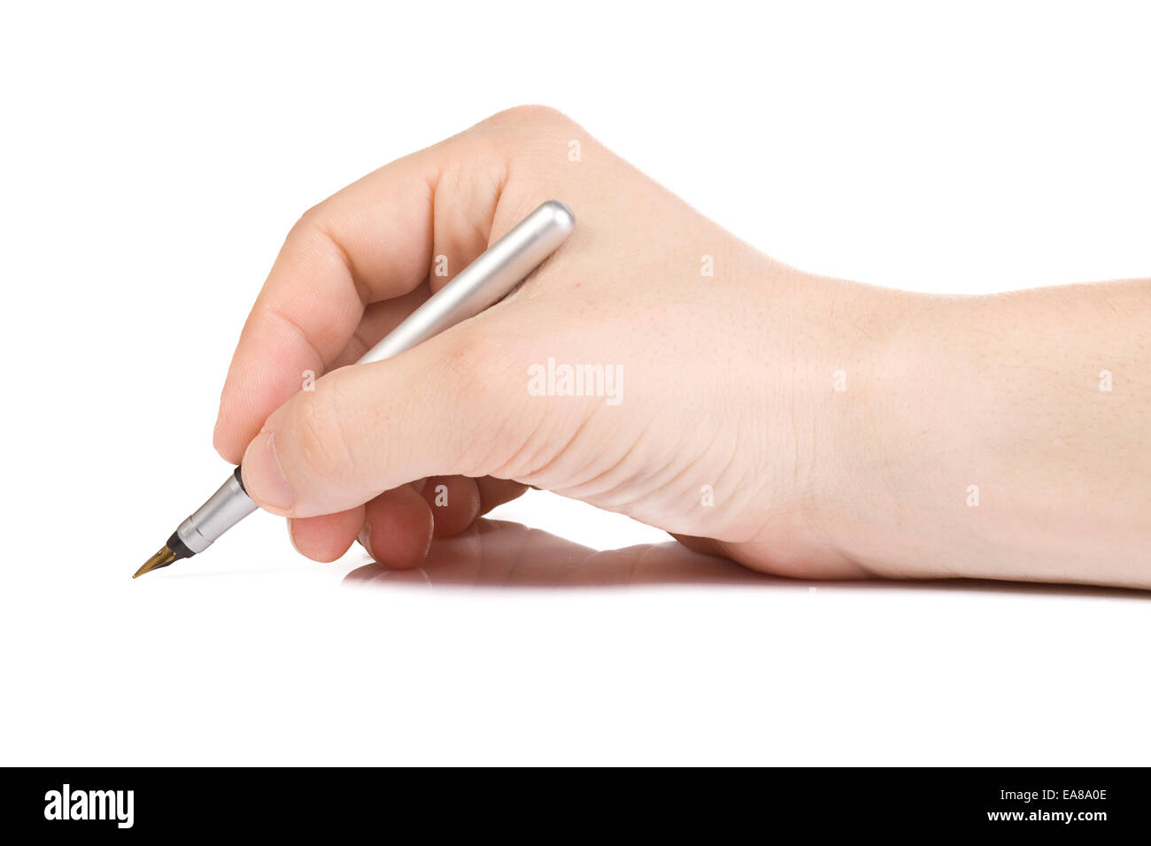 male hand with pen on white background Stock Photo - Alamy