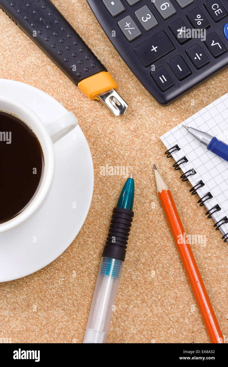 pen and pencil on pad Stock Photo - Alamy