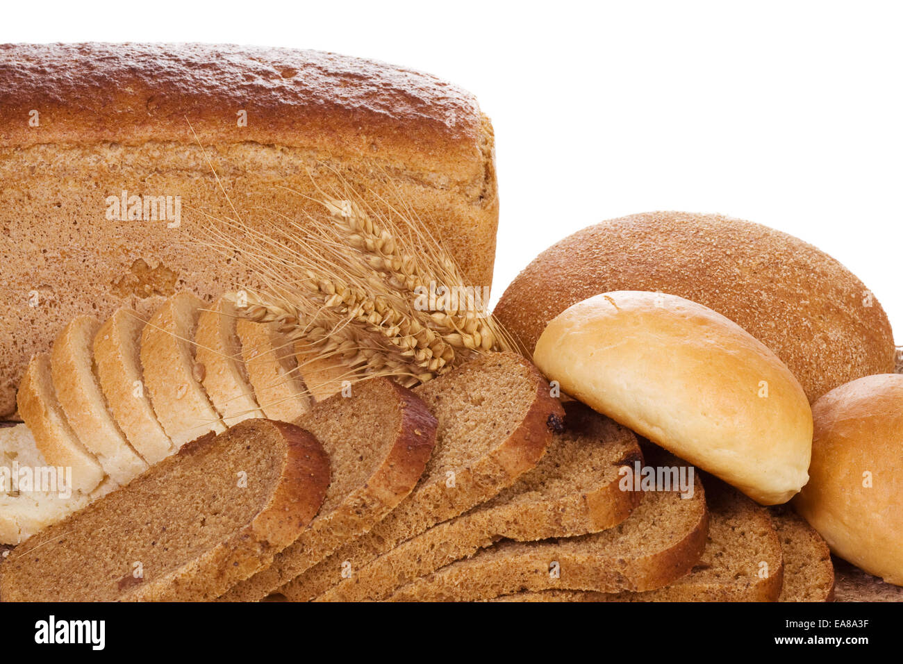 isolated bread and buns on white Stock Photo - Alamy