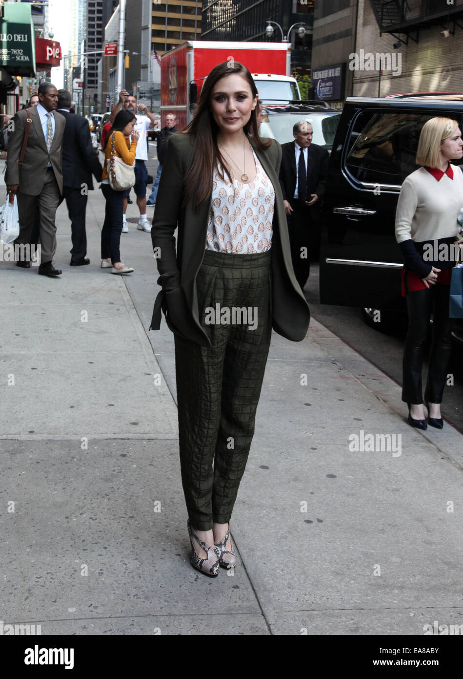 Elizabeth Olsen visits the Late Show with David Letterman in NYC ...