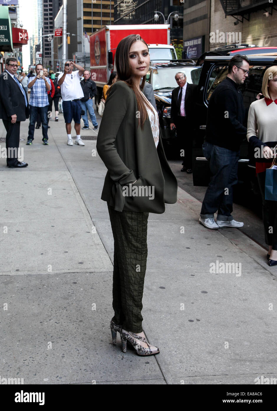 Elizabeth Olsen visits the Late Show with David Letterman in NYC ...