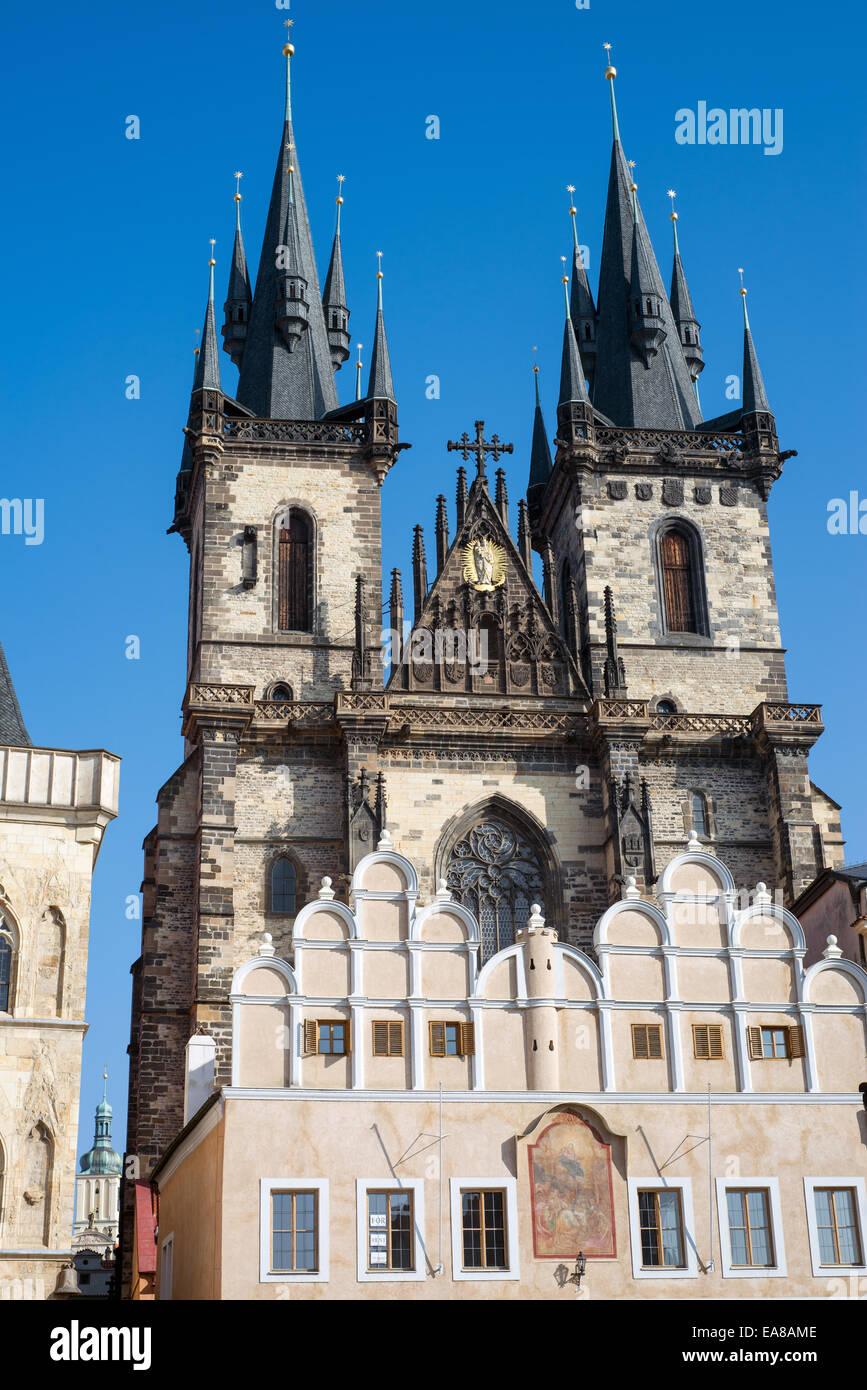 Tyn Cathedral on the old town square Prague Czech Republic Stock Photo ...