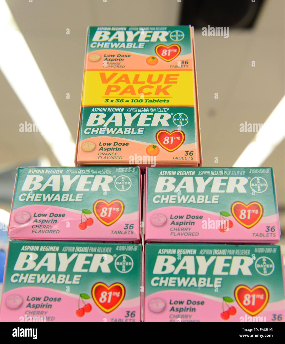 Bayer asprin products are seen on a store shelf in Miami. The ...