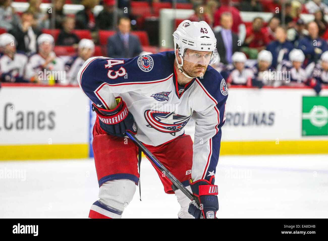 Raleigh, North Carolina, USA. 7th Nov, 2014. Columbus Blue Jackets left ...