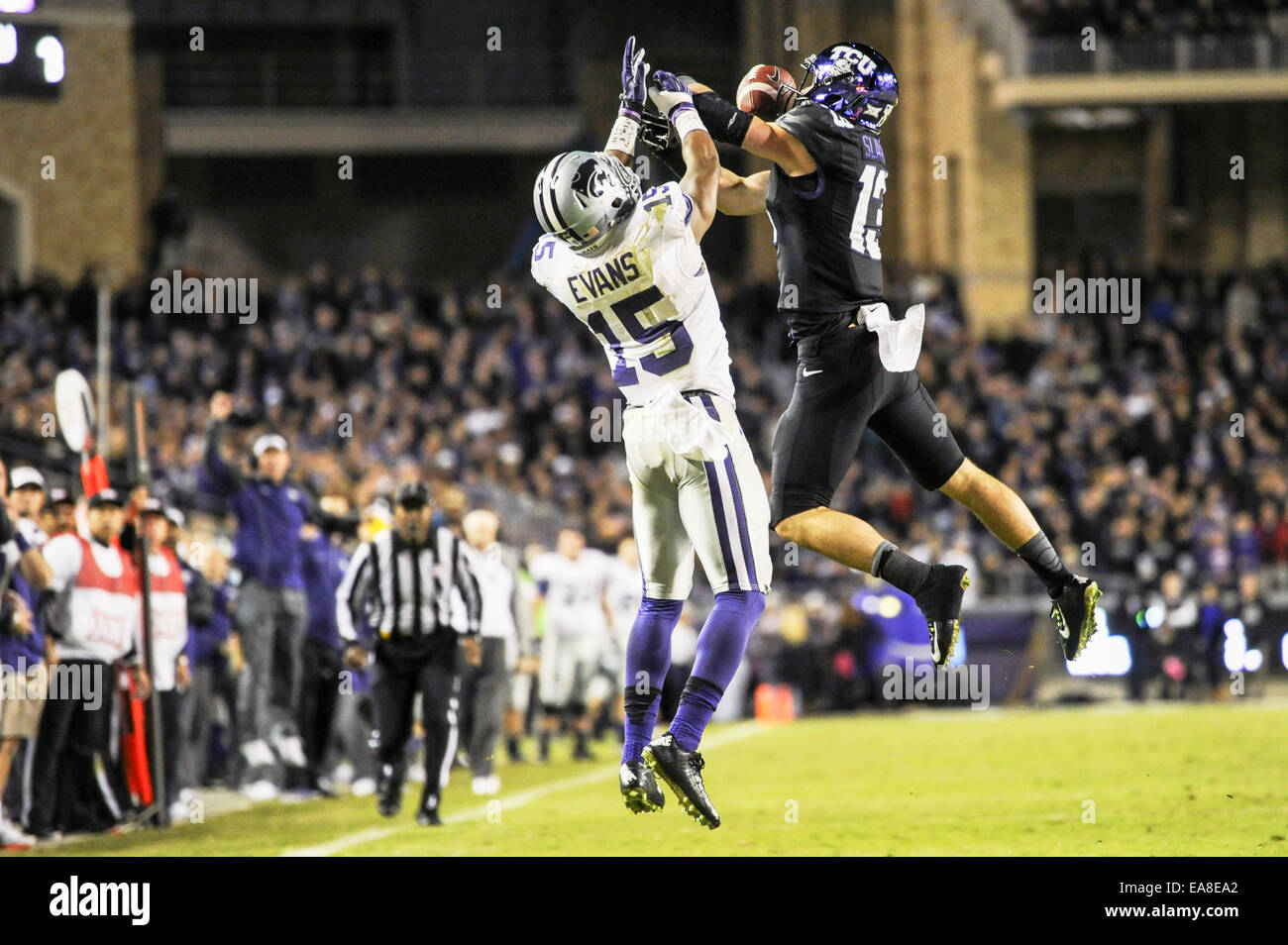 TCU Horned Frogs receiver Ty Slanina (13) attempts to catch a Trevone ...