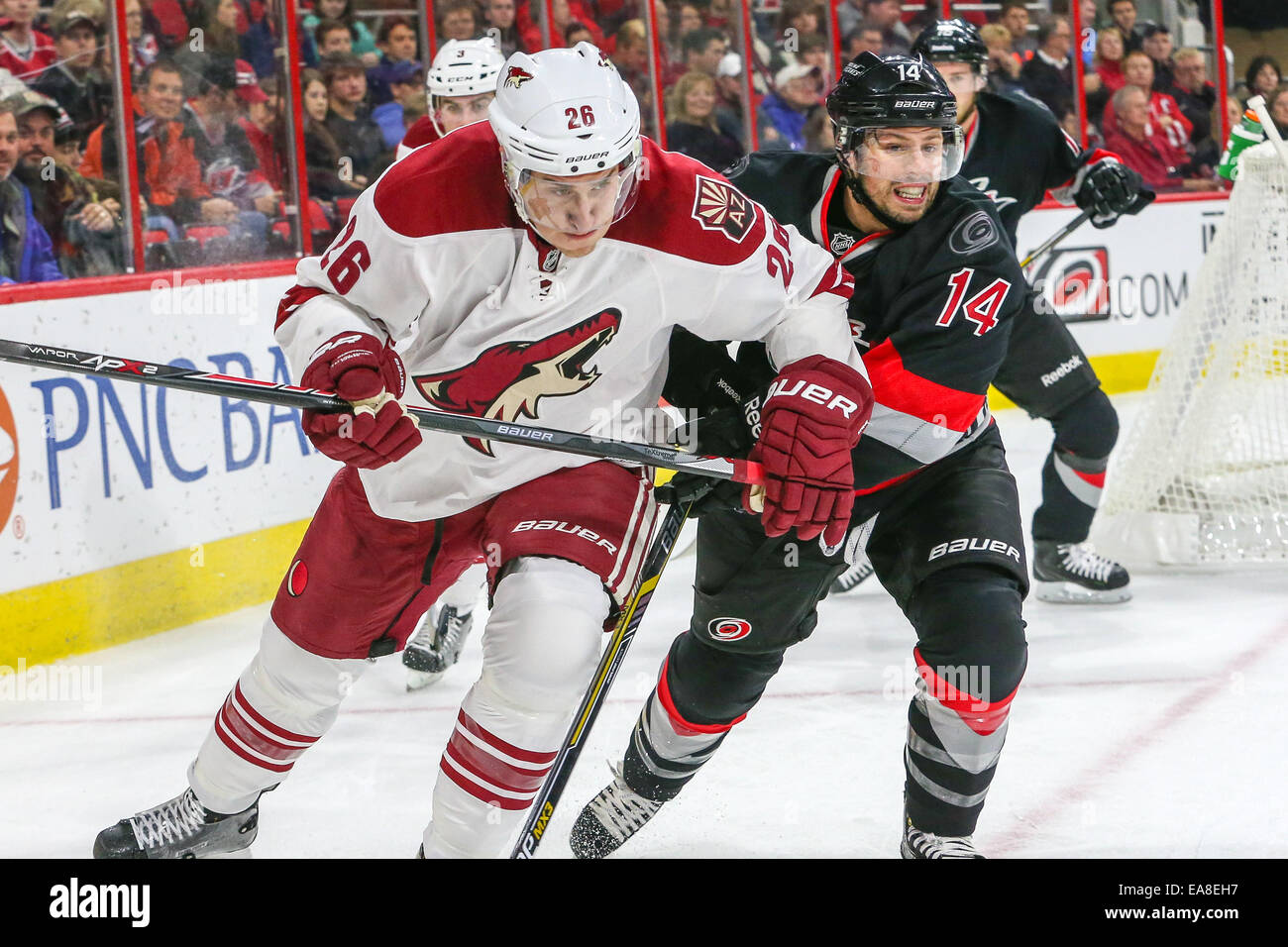 Raleigh, North Carolina, USA. 1st Nov, 2014. Arizona Coyotes defenseman ...
