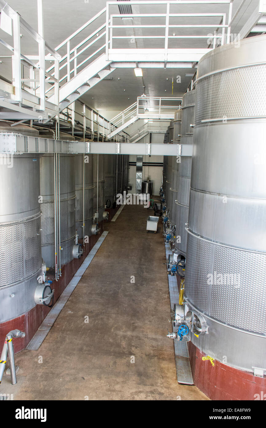 Stainless steel fermenting tanks in Sterling winery Stock Photo - Alamy